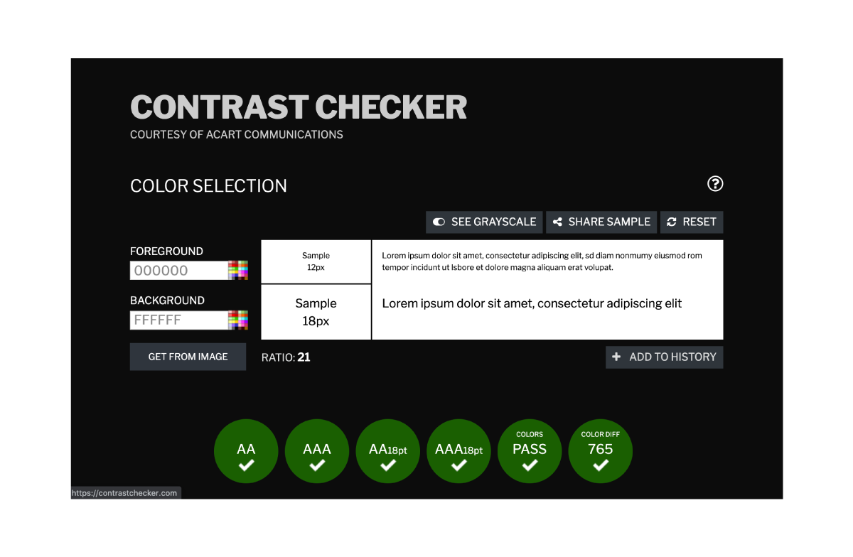 Contrast checker by W.C.A.G